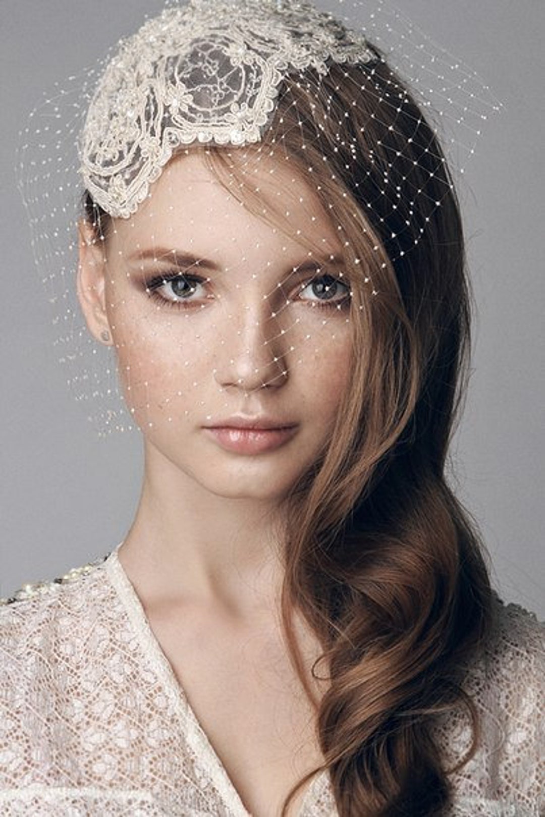 Fashionable Bridal Beaded Lace Headpiece, Fascinator for a Bride, Cap ...