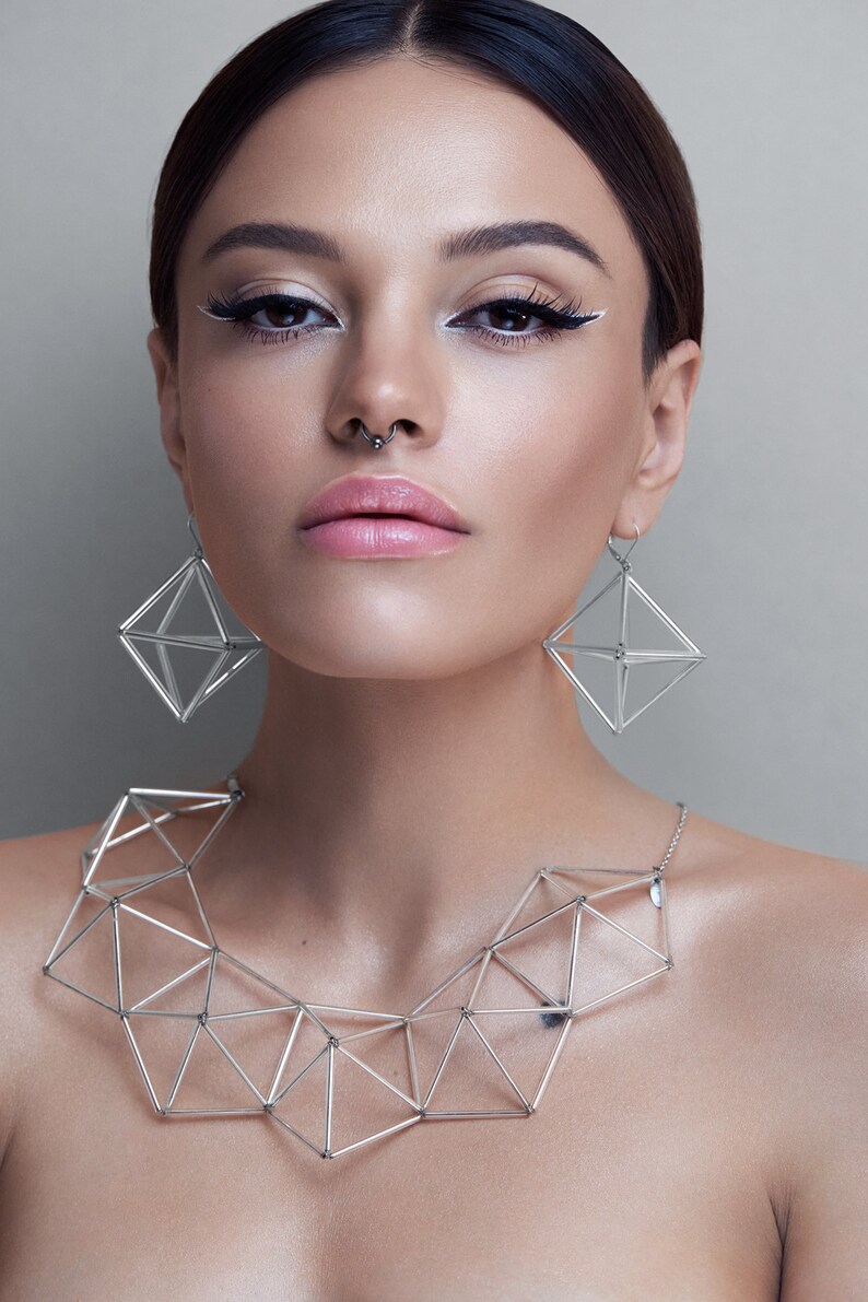 Geometrical Set of Necklace and Earrings Special Present Set - Etsy