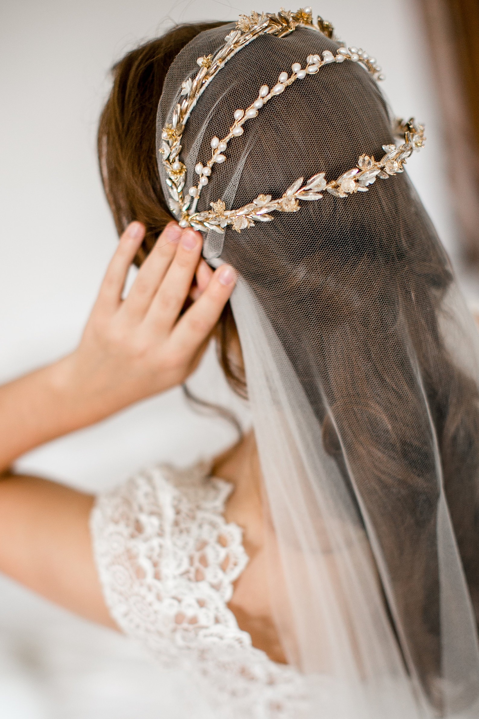Gold Juliette Cap Hairaccessory, Vintage Accessory, Three Row Crown ...