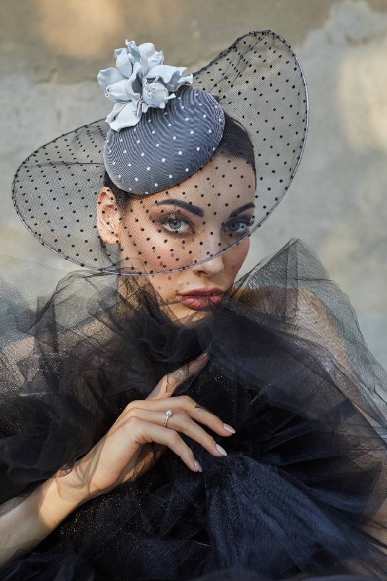 Polka Dot Cocktail Hat, Fascinator, Occasional Headwear, Vintage ...