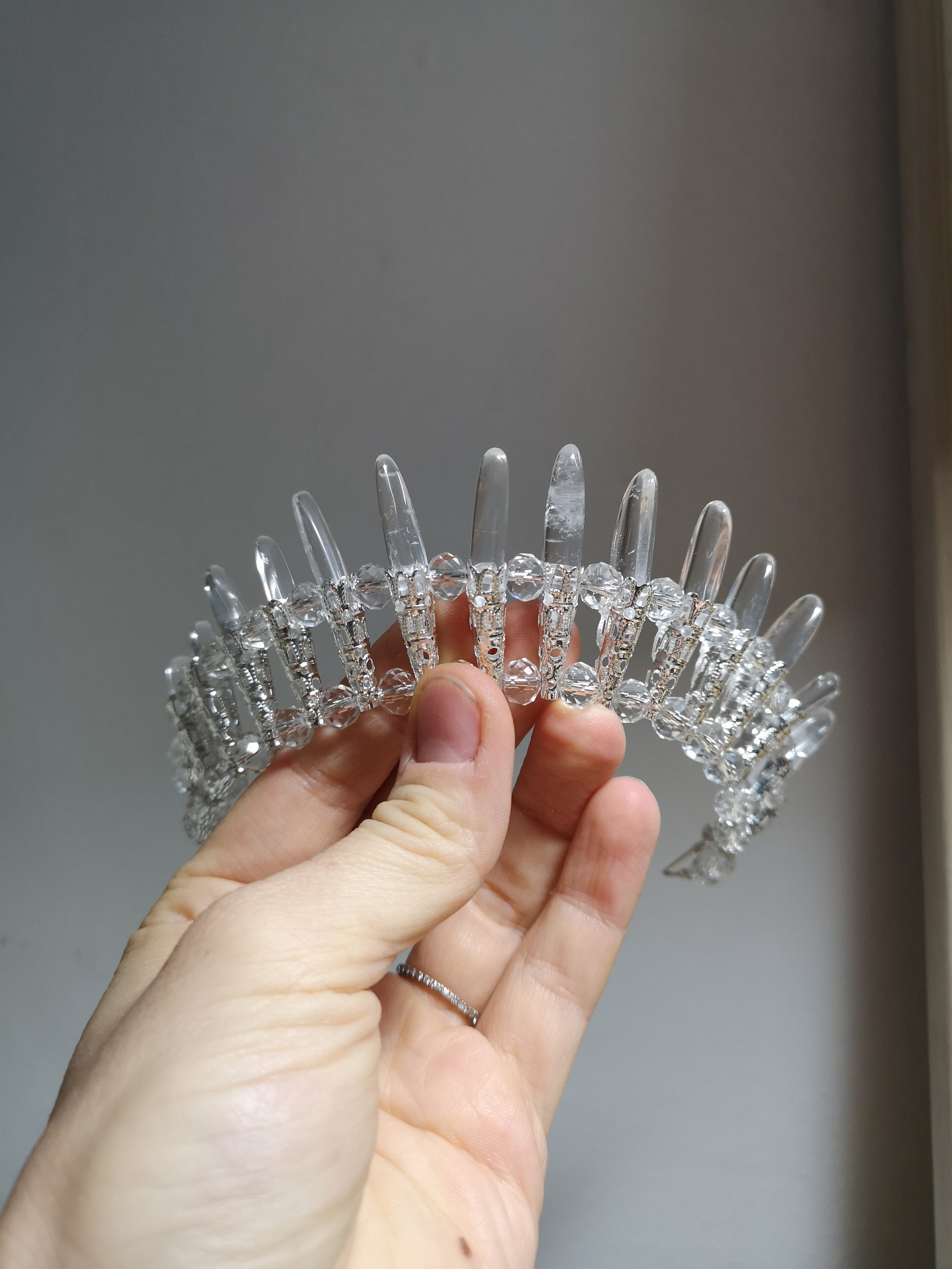 Aria Quartz Crystal Crown Spiky Crown Unusual Tiara - Etsy Canada