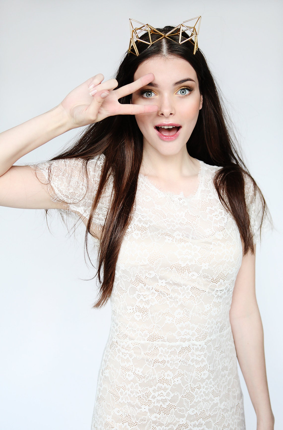 Unusual Crown Contemporary Headpiece With Very Unique Glass | Etsy