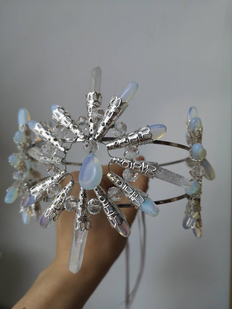 Opal Clear Quartz Crown Crystal Crown for a Whimsical Bride - Etsy