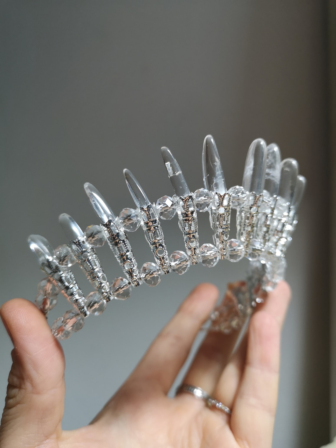 Aria Quartz Crystal Crown Spiky Crown Unusual Tiara - Etsy
