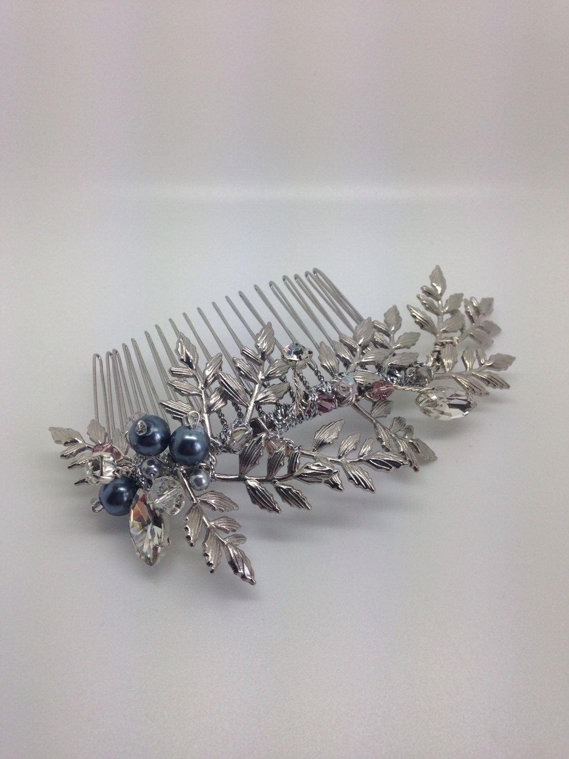 Silver Floral Vintage Inspired Hair Comb With Metal Leaves - Etsy