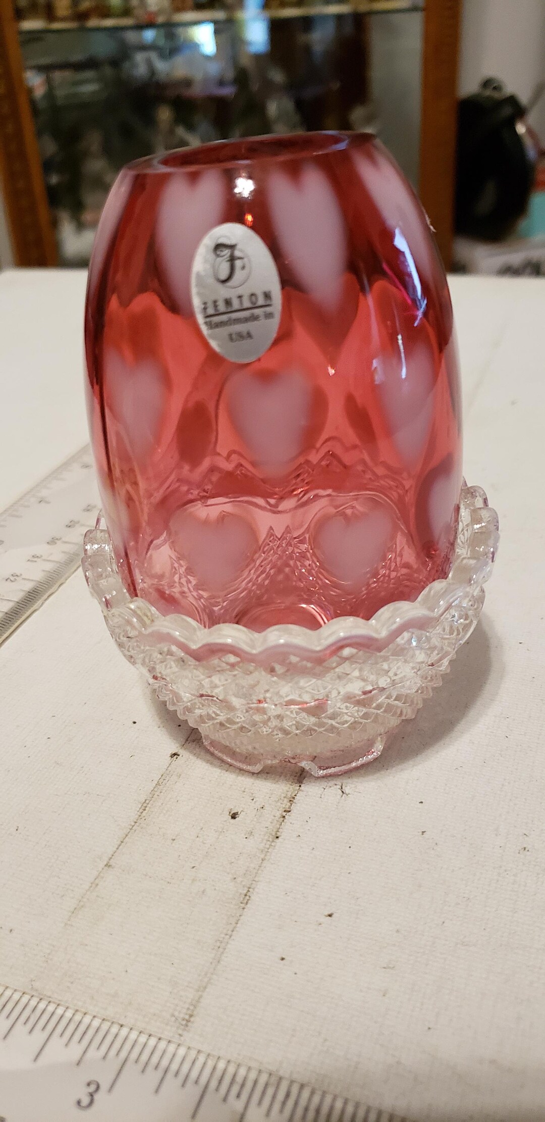Vintage Fenton Glass Red With Hearts Fairy Lamp Glass Excellent ...