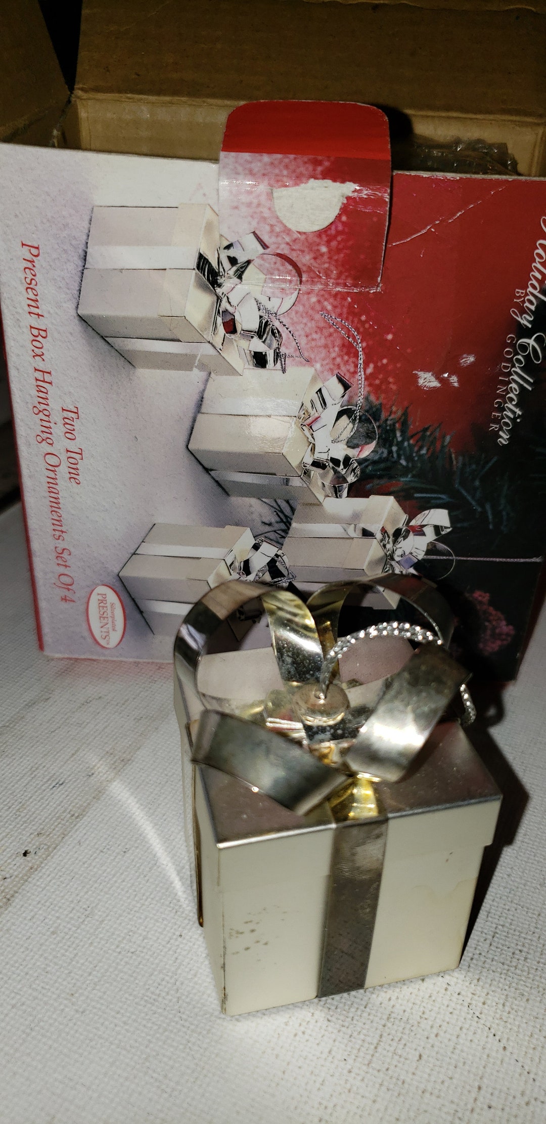 Godinger Holiday Silver Present Ornaments Excellent Condition - Etsy