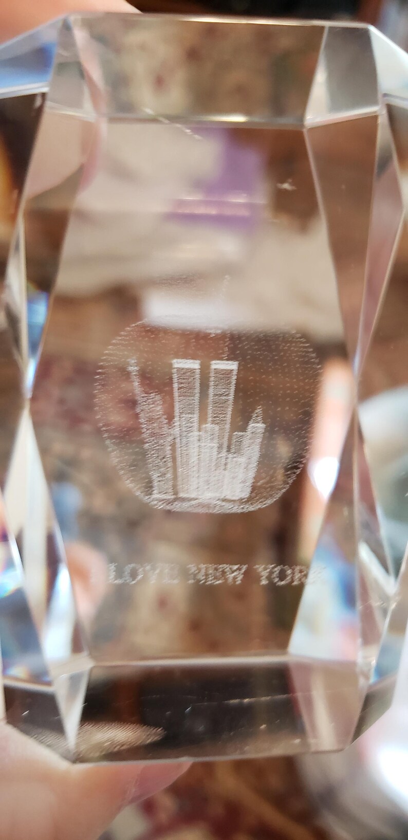 Laser Cut New York City With Twin Towers Paperweight Excellent ...
