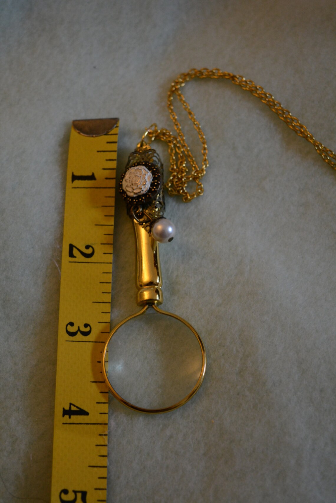 Working Magnifying Glass Necklace 24 in Chain Filigree Wrapped - Etsy