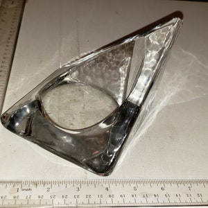 2 Heavy Glass Triangle Candle Holders Excellent Condition - Etsy