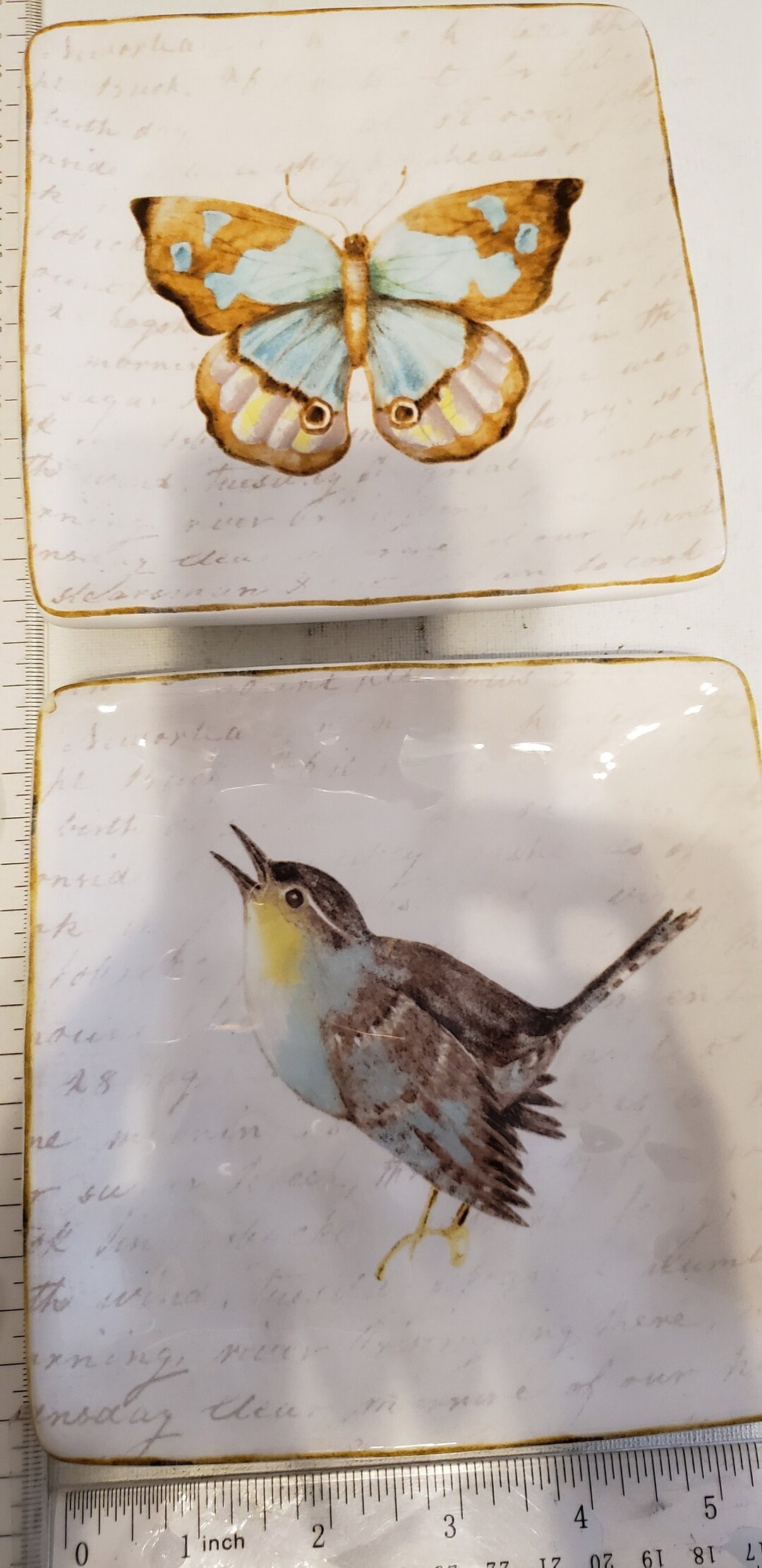 Pier 1 Appetizer Plates With a Bird and Butterfly Excellent Condition ...