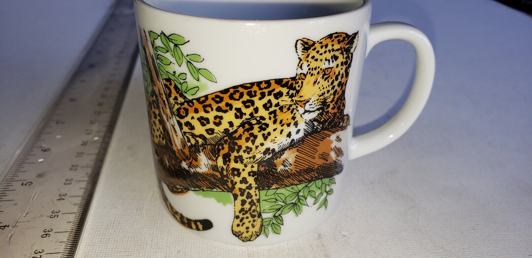 Ceramic Cheetah Coffee Mug Japan Excellent Condition - Etsy