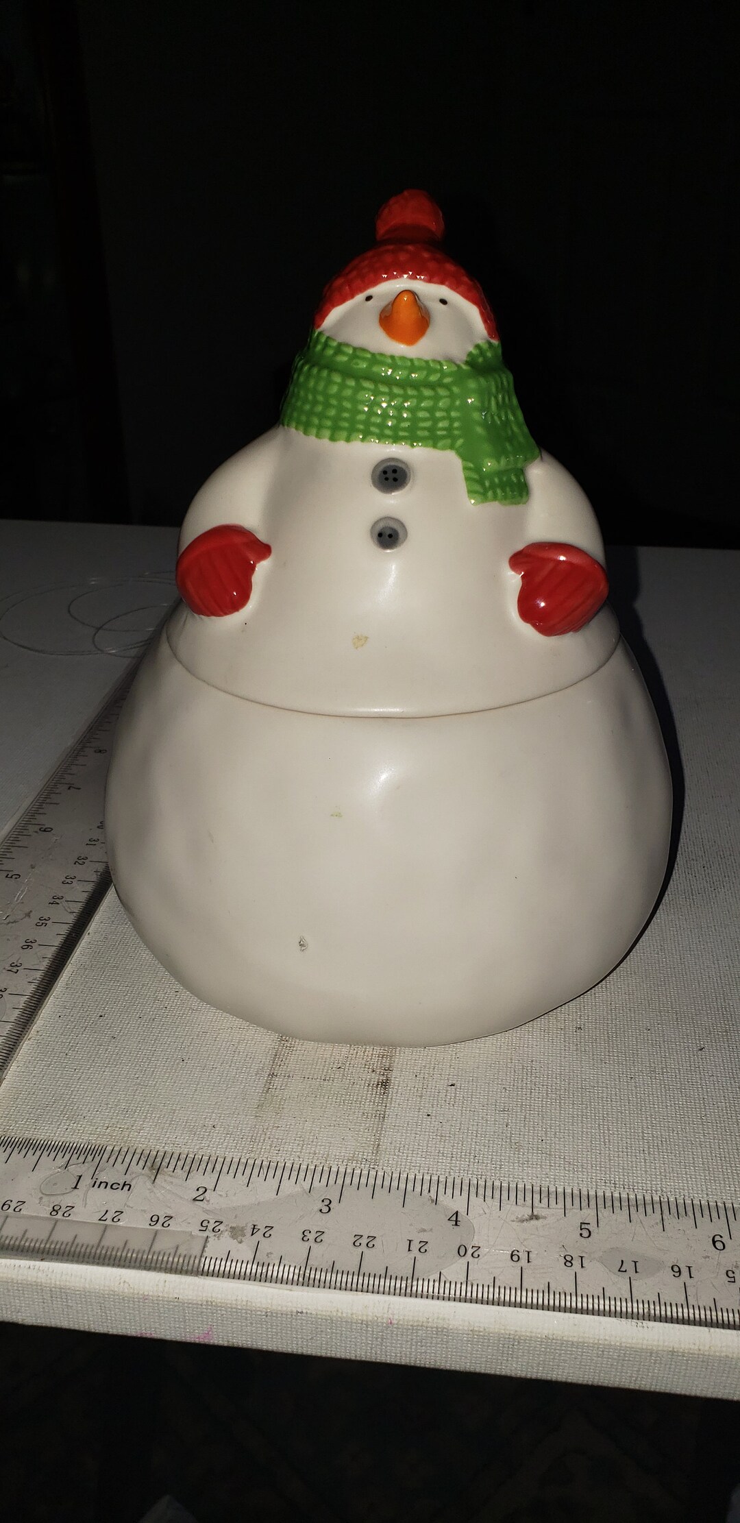 Ceramic Hallmark Snowman Jar Untested Needs Batteries Excellent ...