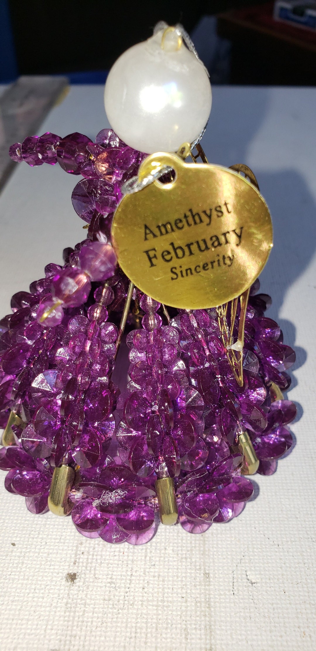 Purple Safety Pin Angel Christmas Ornament Excellent Condition - Etsy