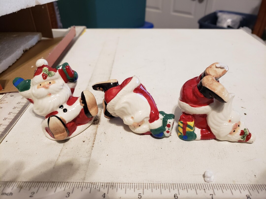 Fitz and Floyd Tumbling Santa Figurines Merry and Bright Original Box Excellent Condition - Etsy