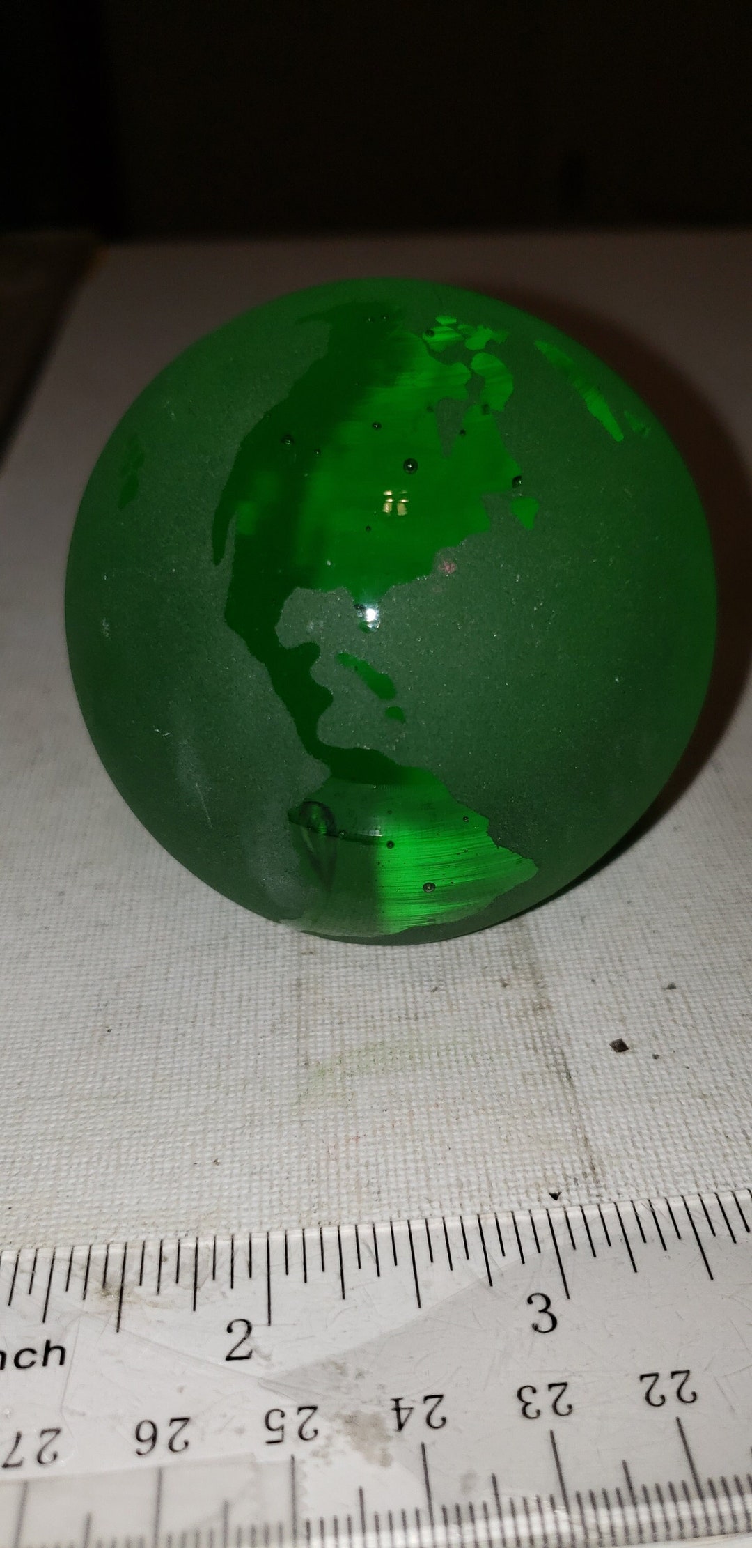 Green Glass Globe Paperweight Excellent Condition - Etsy