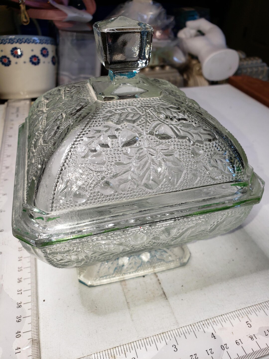 Clear Glass Heavy Candy Dish With Lid Excellent Condition - Etsy