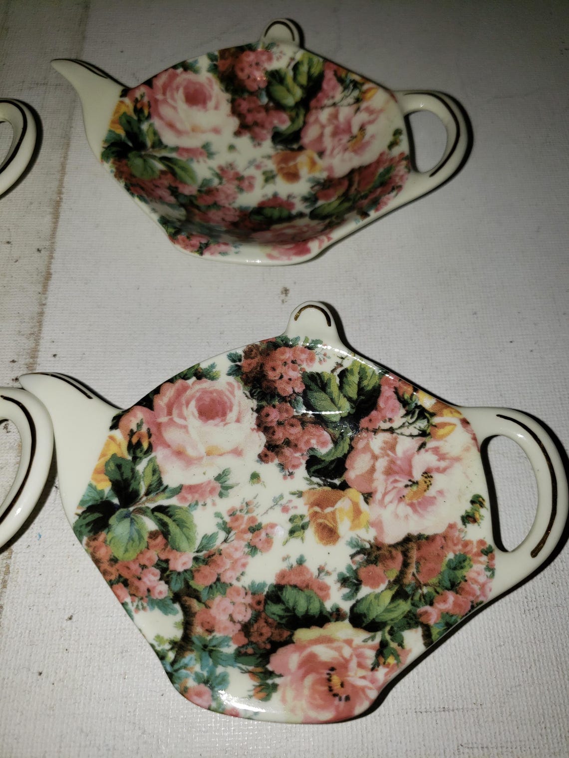 Set of 4 Rose Tea Pot Tea Bag Holders Excellent Condition - Etsy
