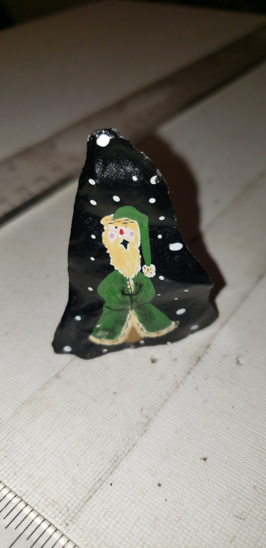 Black Faux Coal With Painted Santa Tiny Christmas Decor Excellent ...