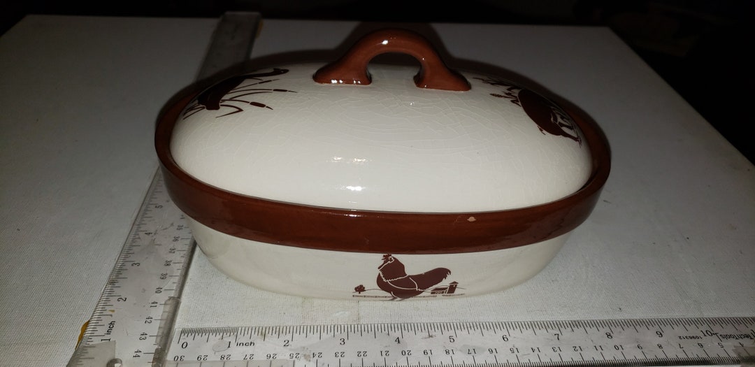 Vintage Ceramic Covered Dish With Farm Animals. Lidded Excellent ...