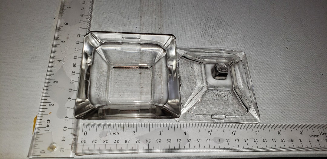 Square Vintage Lidded Trinket Dish Glass Chips - Etsy