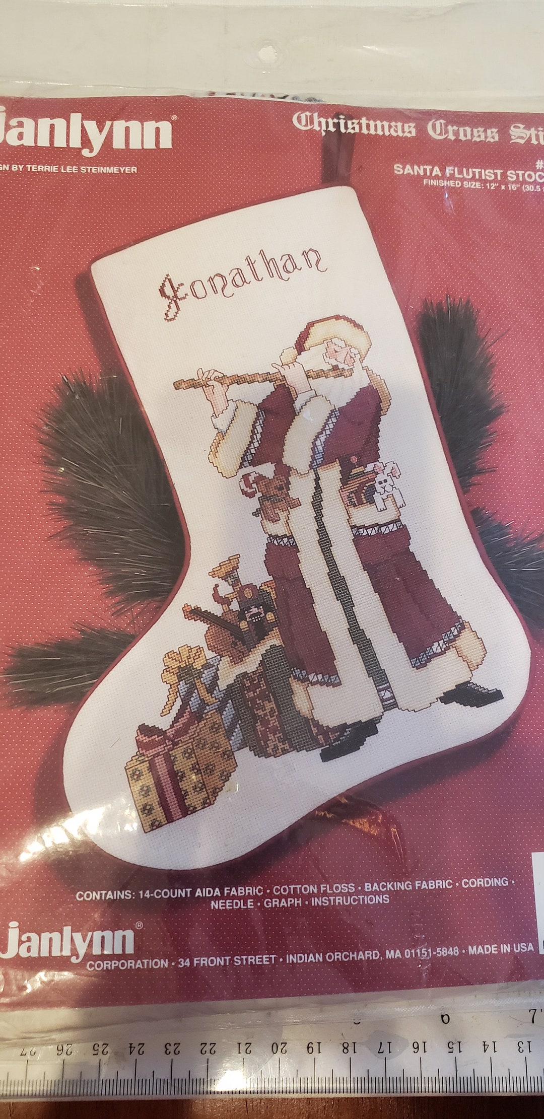 Janlynn Christmas Stocking Cross Stitch Kit Santa Excellent Condition