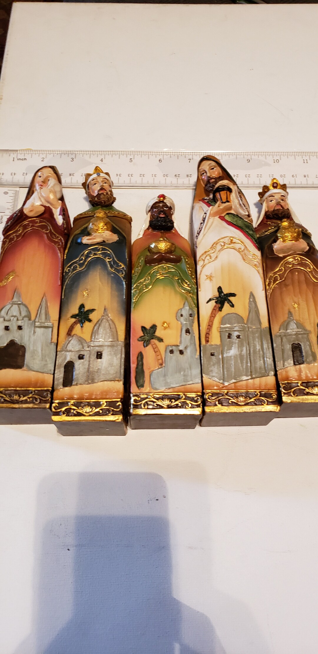 Square Wood Style Nativity With City Scene Excellent Condition - Etsy
