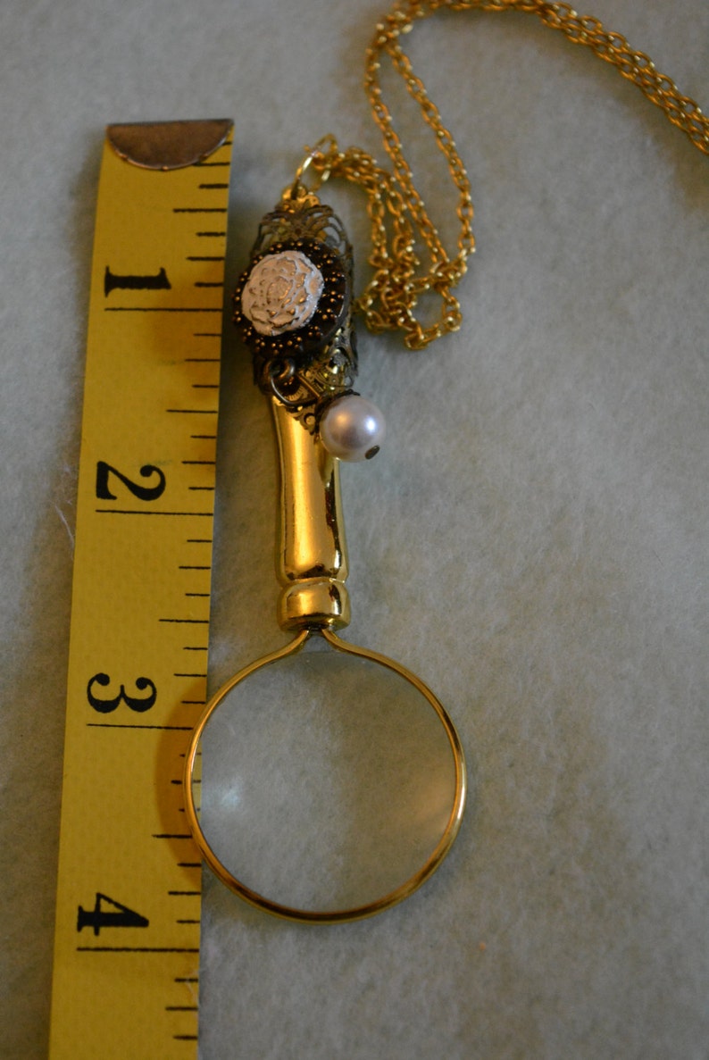 Working Magnifying Glass Necklace 24 in Chain Filigree Wrapped | Etsy