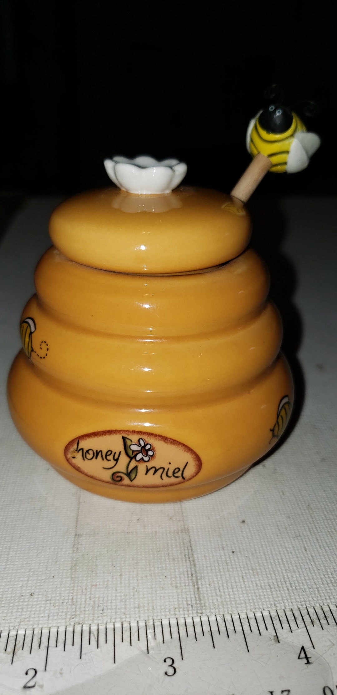 Ceramic Mini Honey Pot With Honey Dipper Excellent Condition - Etsy