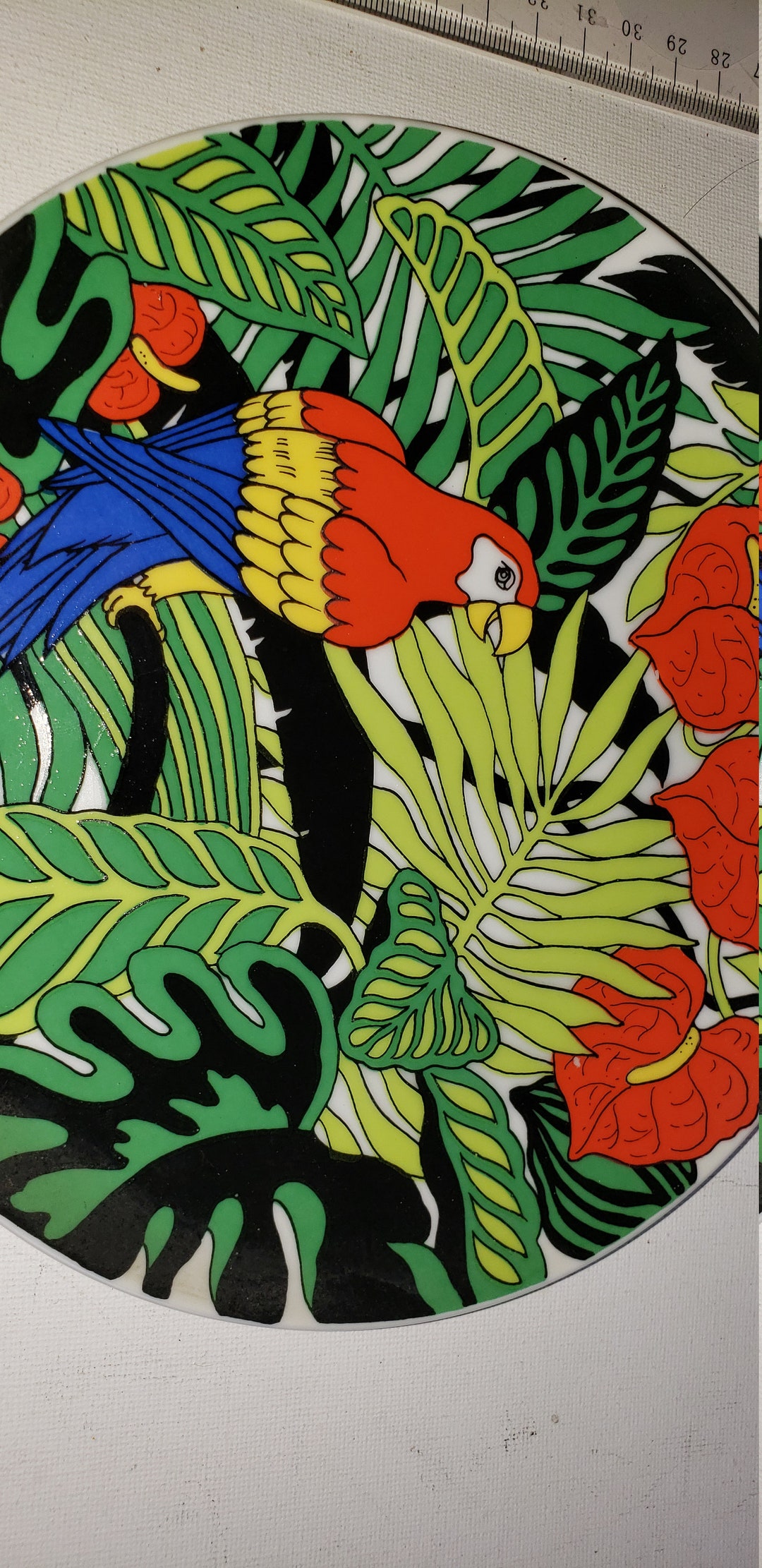 Decorator Plate With Parrots Japan Colorful Excellent Condition - Etsy