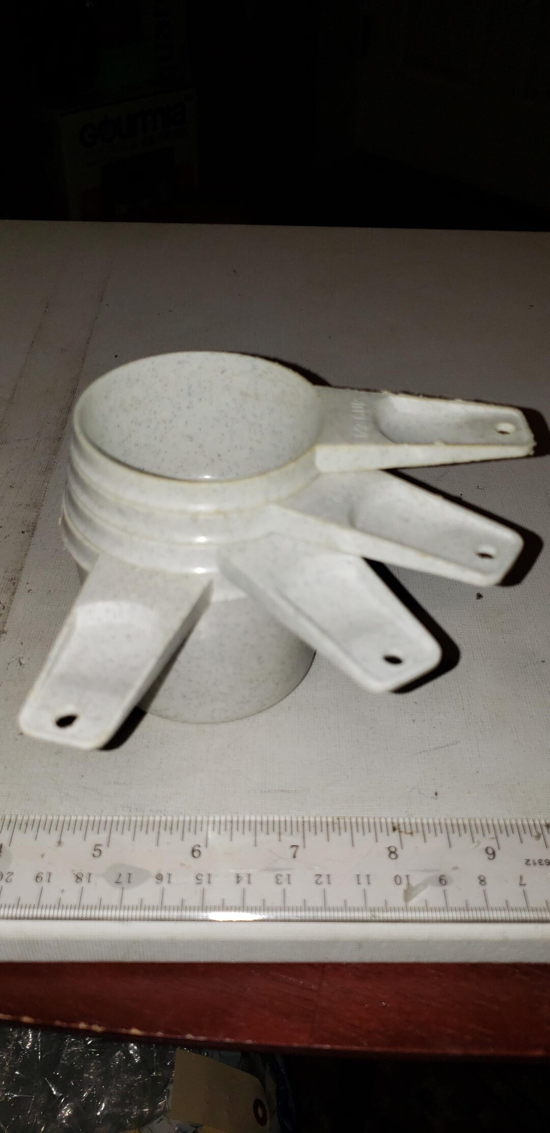 Set of 4 Speckled White Tupperware Measuring Cups 1C, 3/4C, 2/3C, 1/2C ...