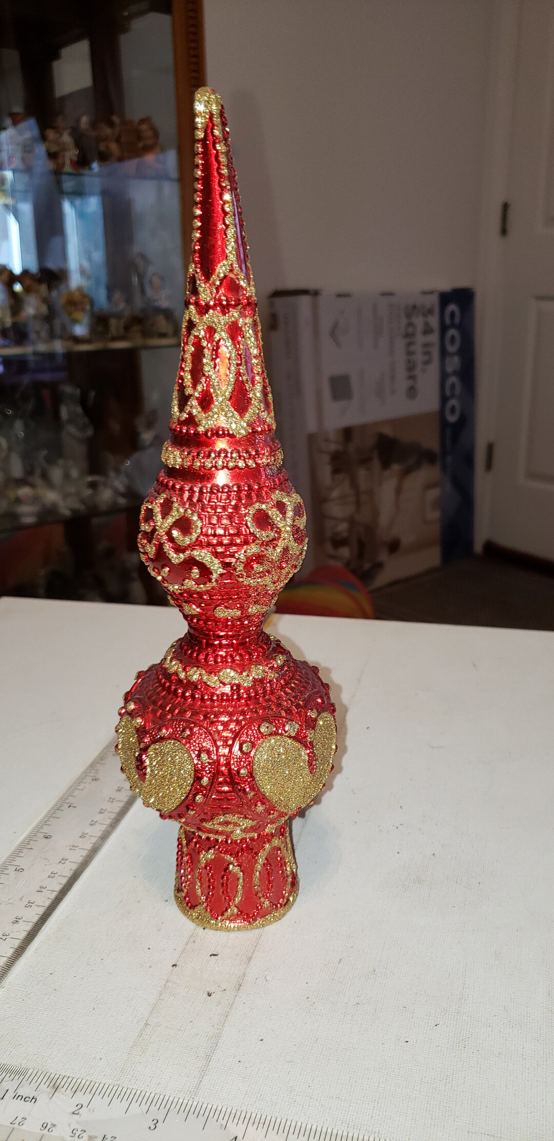 Plastic Red Glitter Tree Topper Christmas Decor Excellent Condition - Etsy