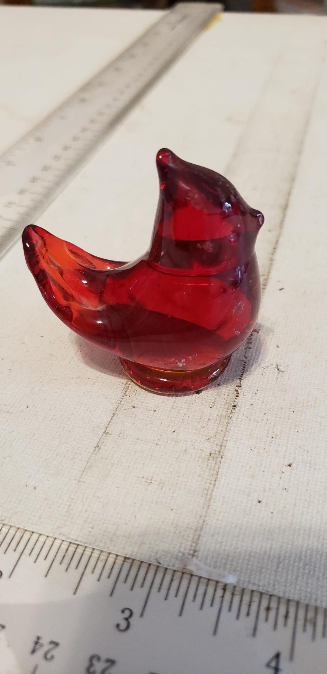 Small Red Art Glass Cardinal Bird Excellent Condition - Etsy