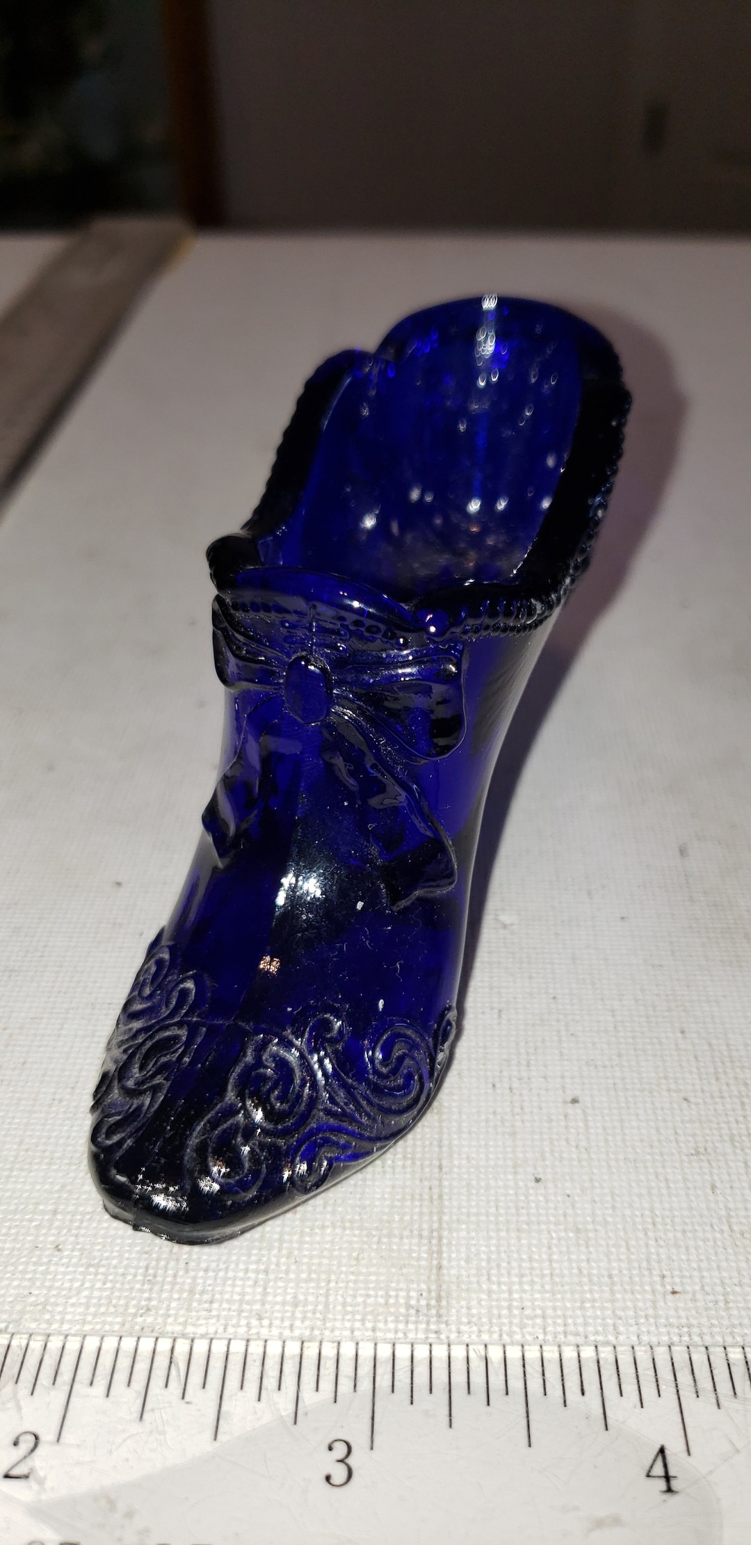 Vintage Cobalt Blue Glass Shoe Excellent Condition - Etsy