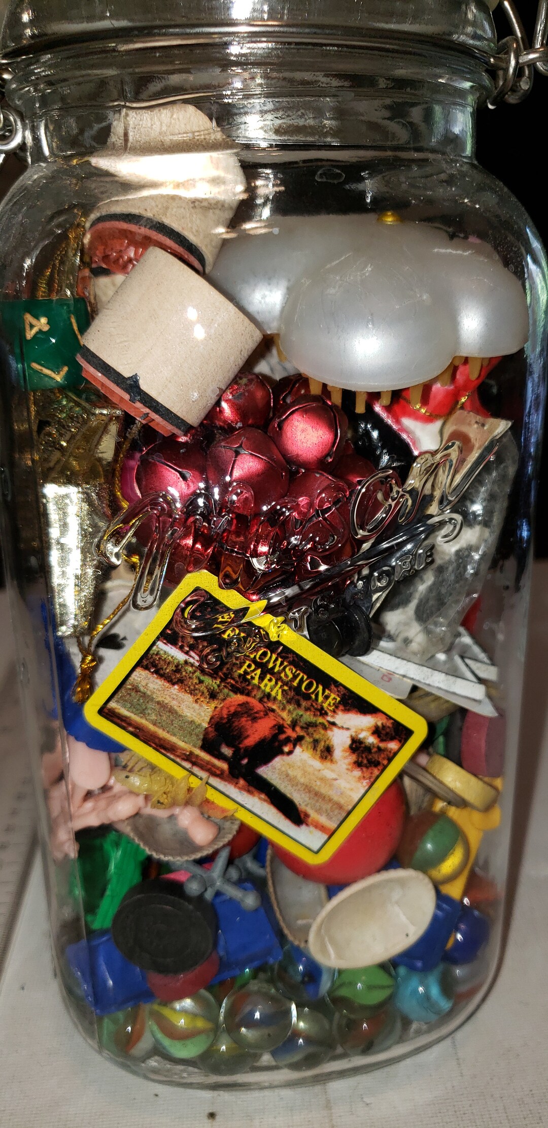 Junk Jar Mason Jar Clip Top Various Toys, Marbles, Christmas, Magnets ...