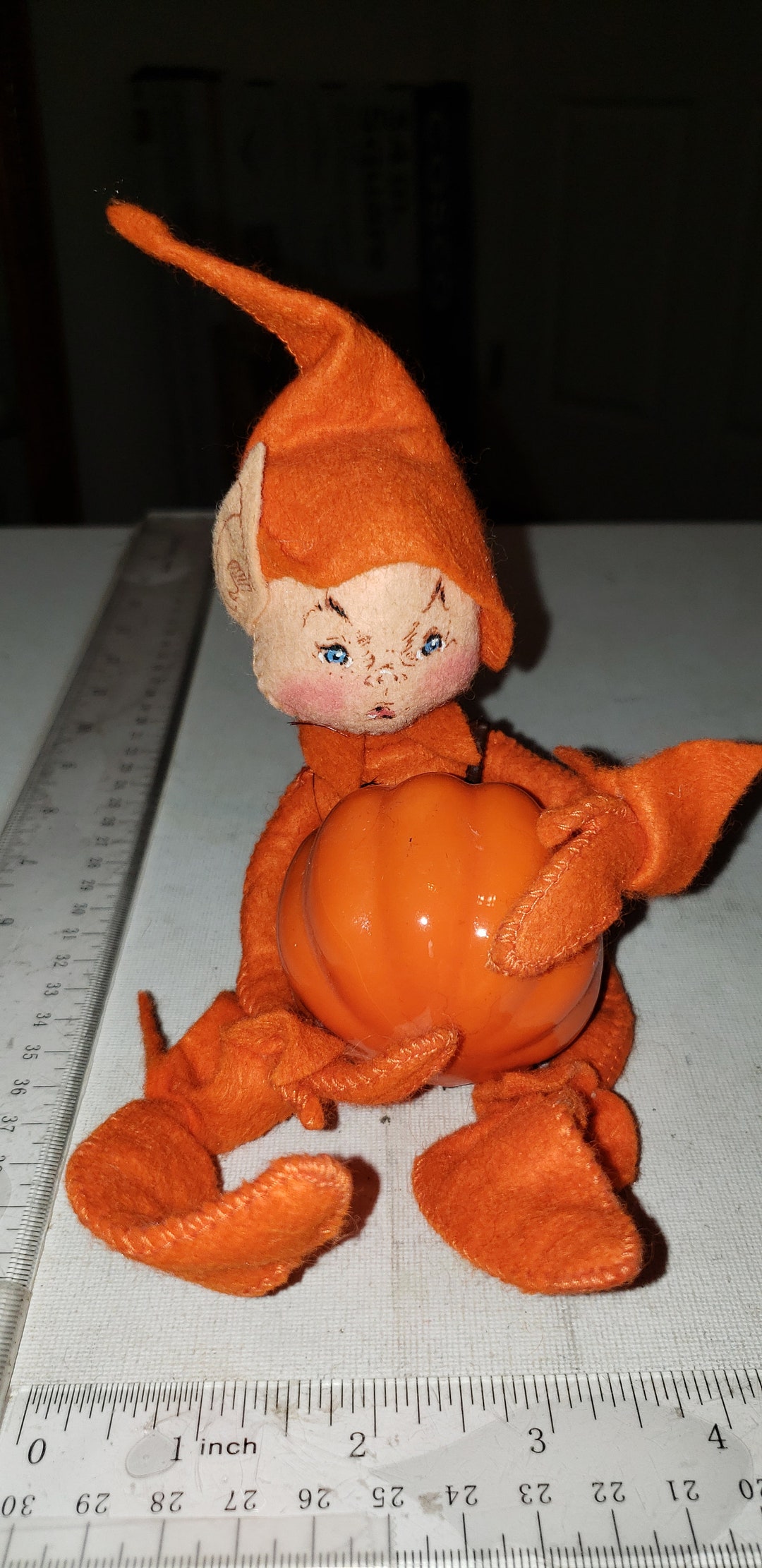 Anna Lee Doll Orange Elf Holding Pumpkin Good Condition Halloween - Etsy
