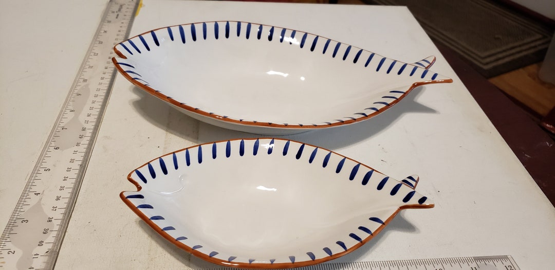 Pier 1 Fish Serving Plates Ceramic Excellent Condition - Etsy