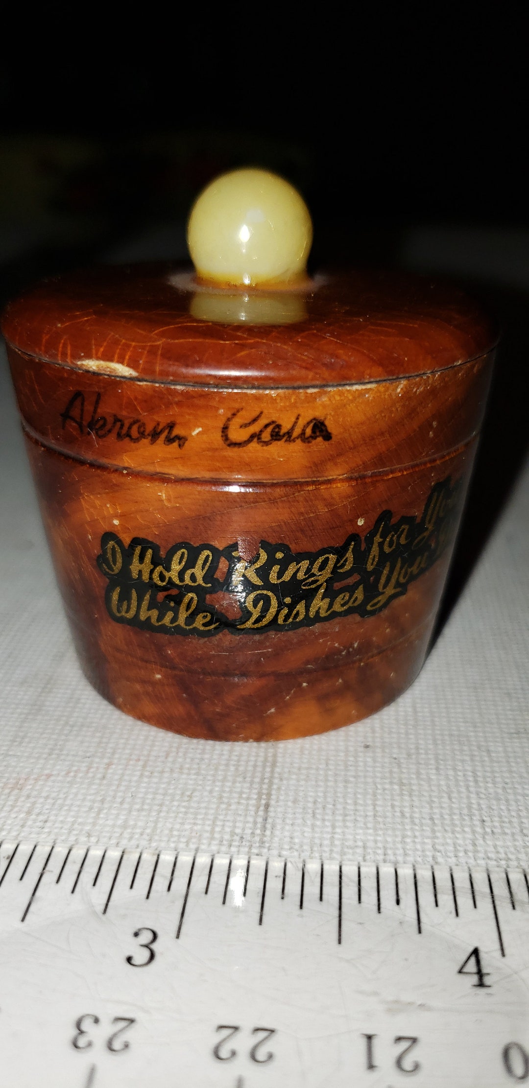 Vintage Wood Bucket With Lid Ring Holder Excellent Condition - Etsy