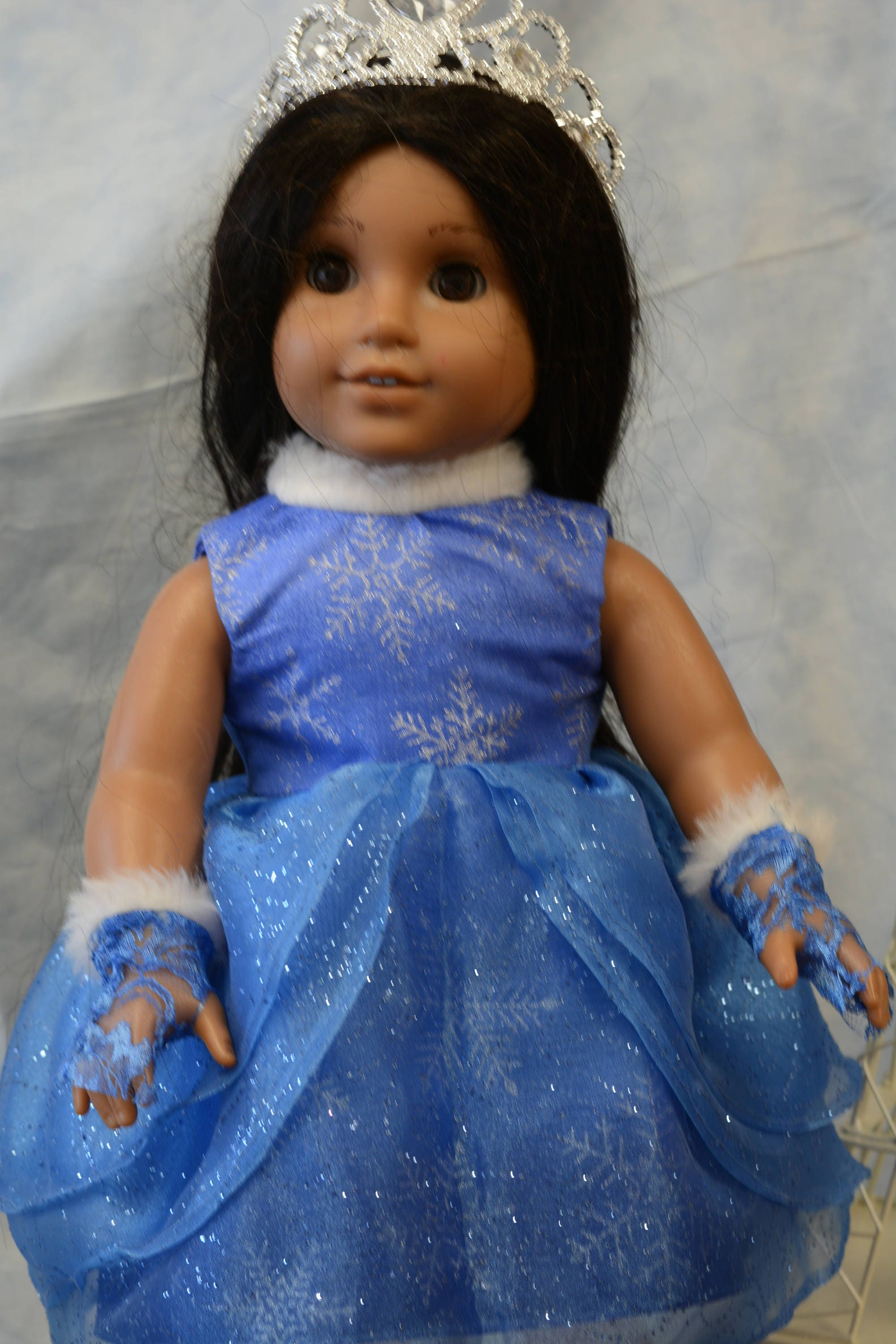 18 in Doll Clothes Winter Ball Snowflake Dress Blue White Fur | Etsy