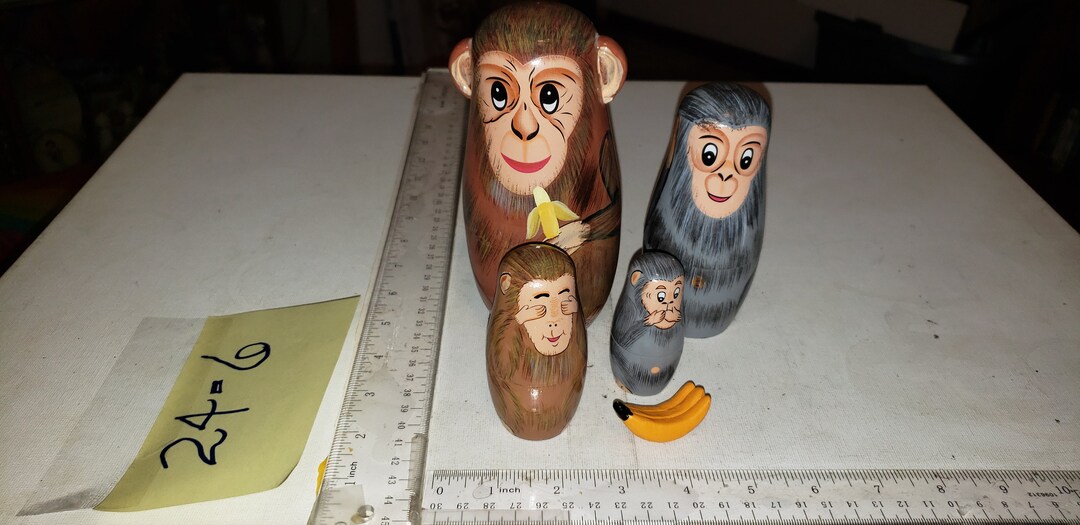 Wooden Monkey Nesting Dolls Excellent Condition - Etsy