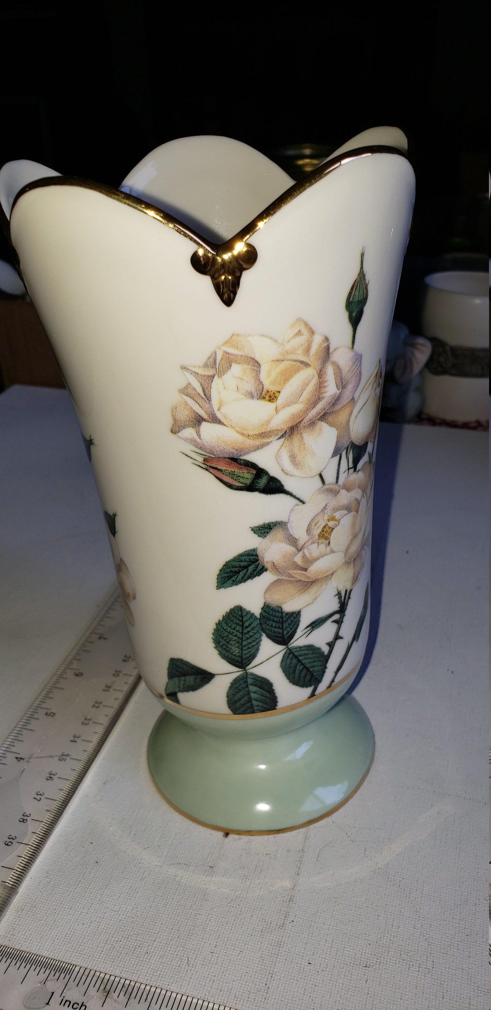 Ceramic Smithsonian Collection Goebel Vase White Roses Gold - Etsy