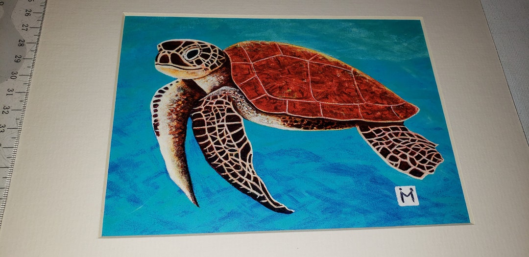 Happy Honu Matted Laser Print by Moses Hamilton Excellent Condition - Etsy