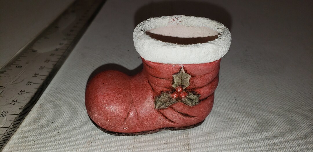 Vintage Small Santa Boot With Holly Excellent Condition - Etsy