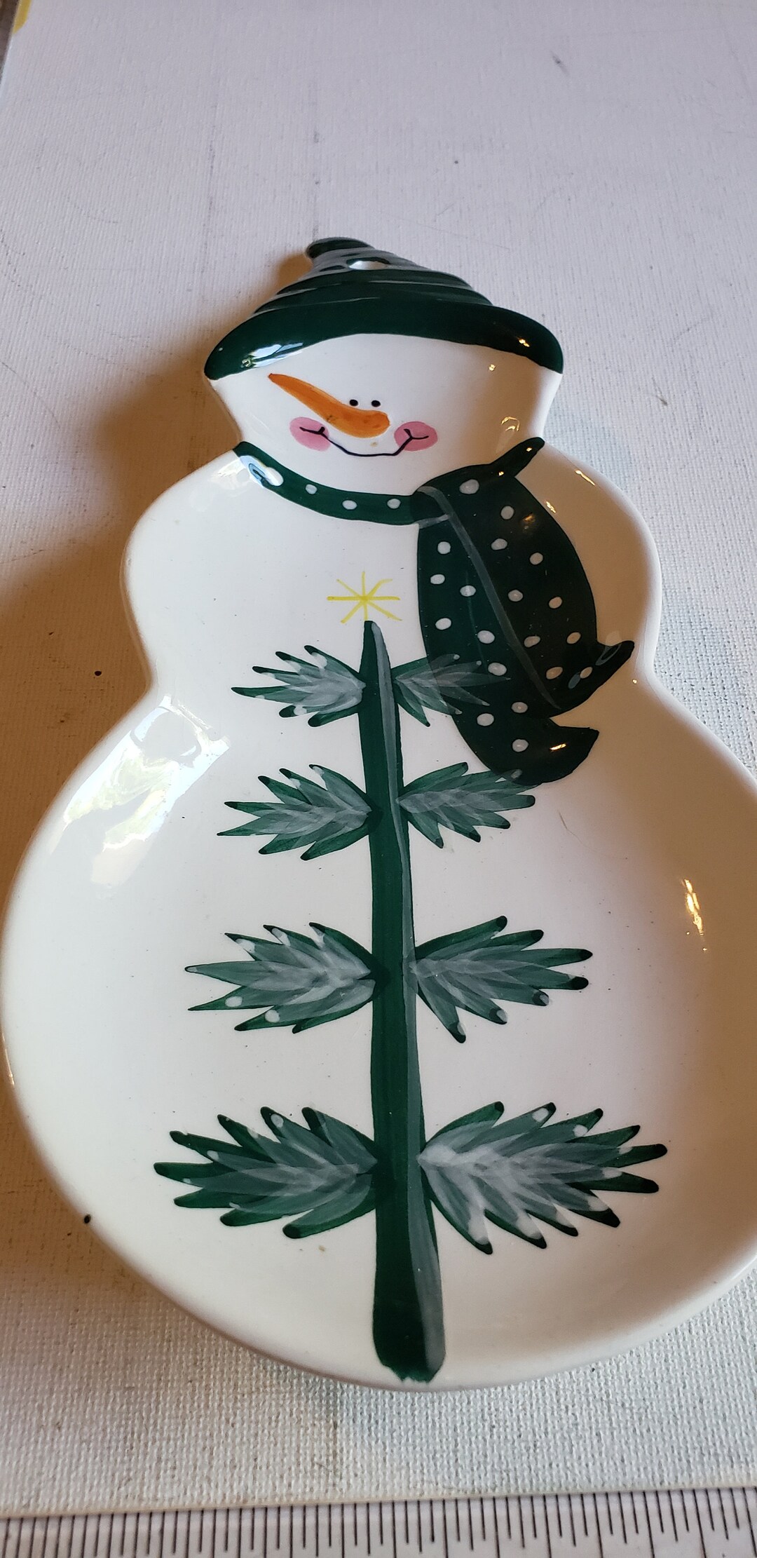 Ceramic Snowman Christmas Spoon Rest Excellent Condition - Etsy