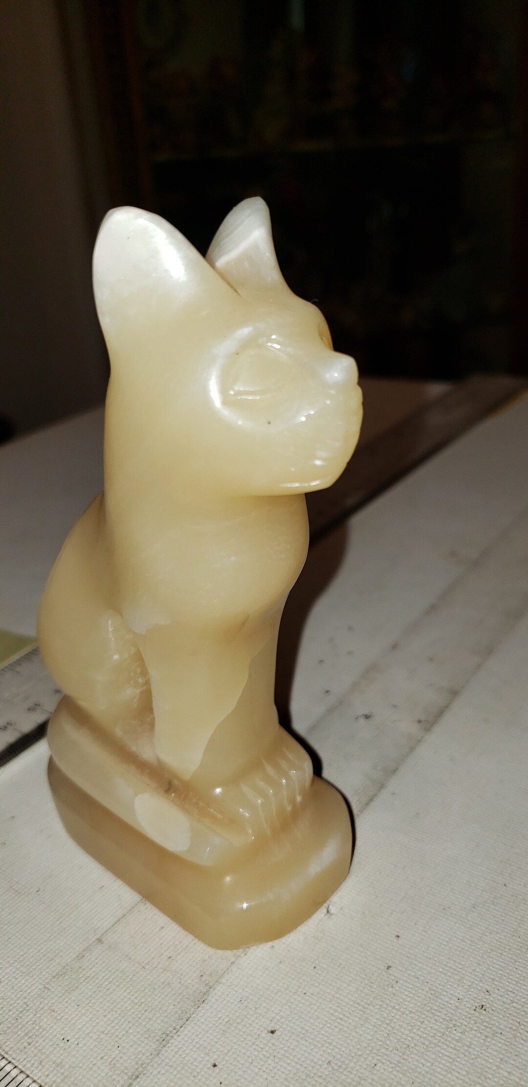 Alabaster Carved Cat Made in Egypt Excellent Condition - Etsy