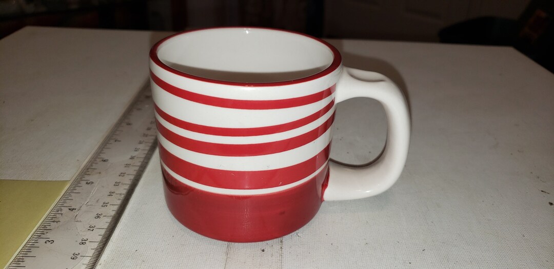Starbucks Red and White Stripe Coffee Mug Excellent Condition - Etsy