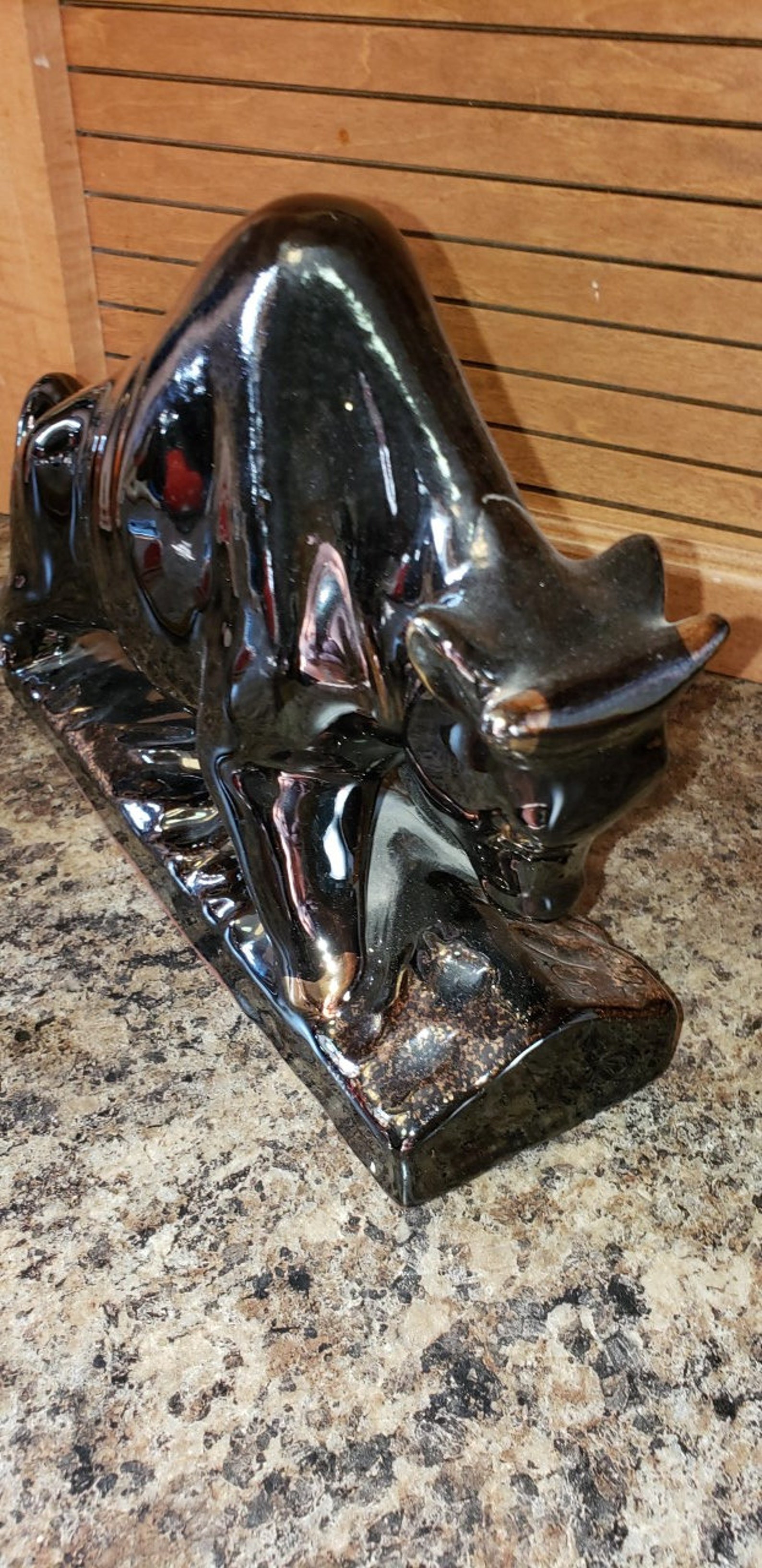 Vintage Black Ceramic Bull Japan Excellent Condition - Etsy