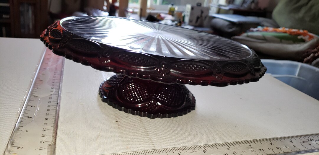 Vintage Avon Ruby Red Cape Cod Cake Plate Excellent Condition - Etsy