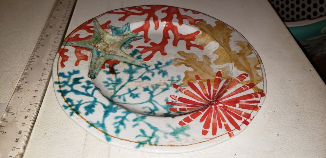 Set of 9 Ocean Themed Melamine Dinner Plates Ocean Theme, Beach, BBQ ...