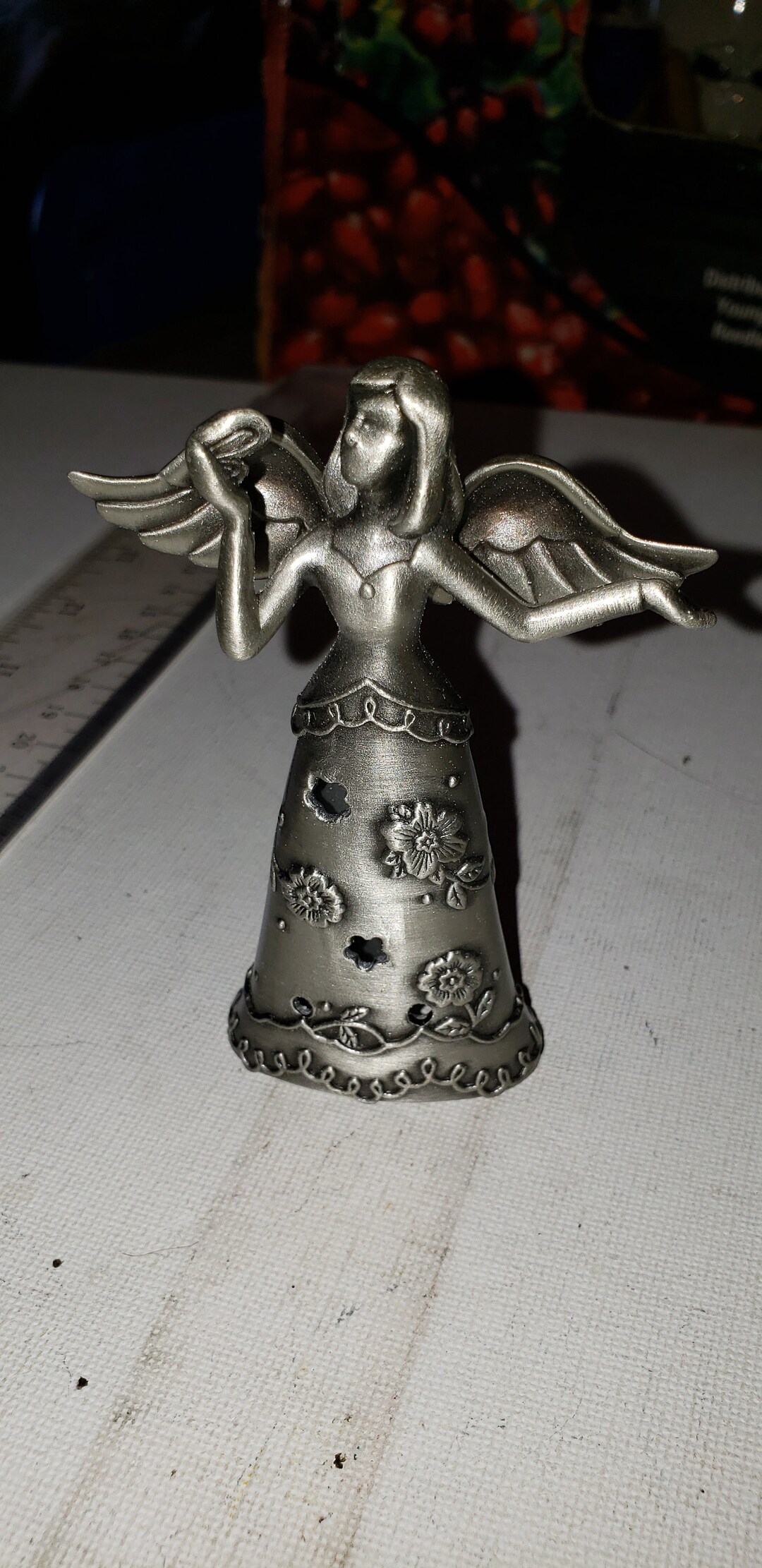 Pewter Angel Figurine With Butterfly Excellent Condition - Etsy